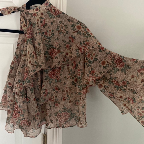 Zara | Tops | Zara One Shoulder Floral Ruffle Top | Poshmark